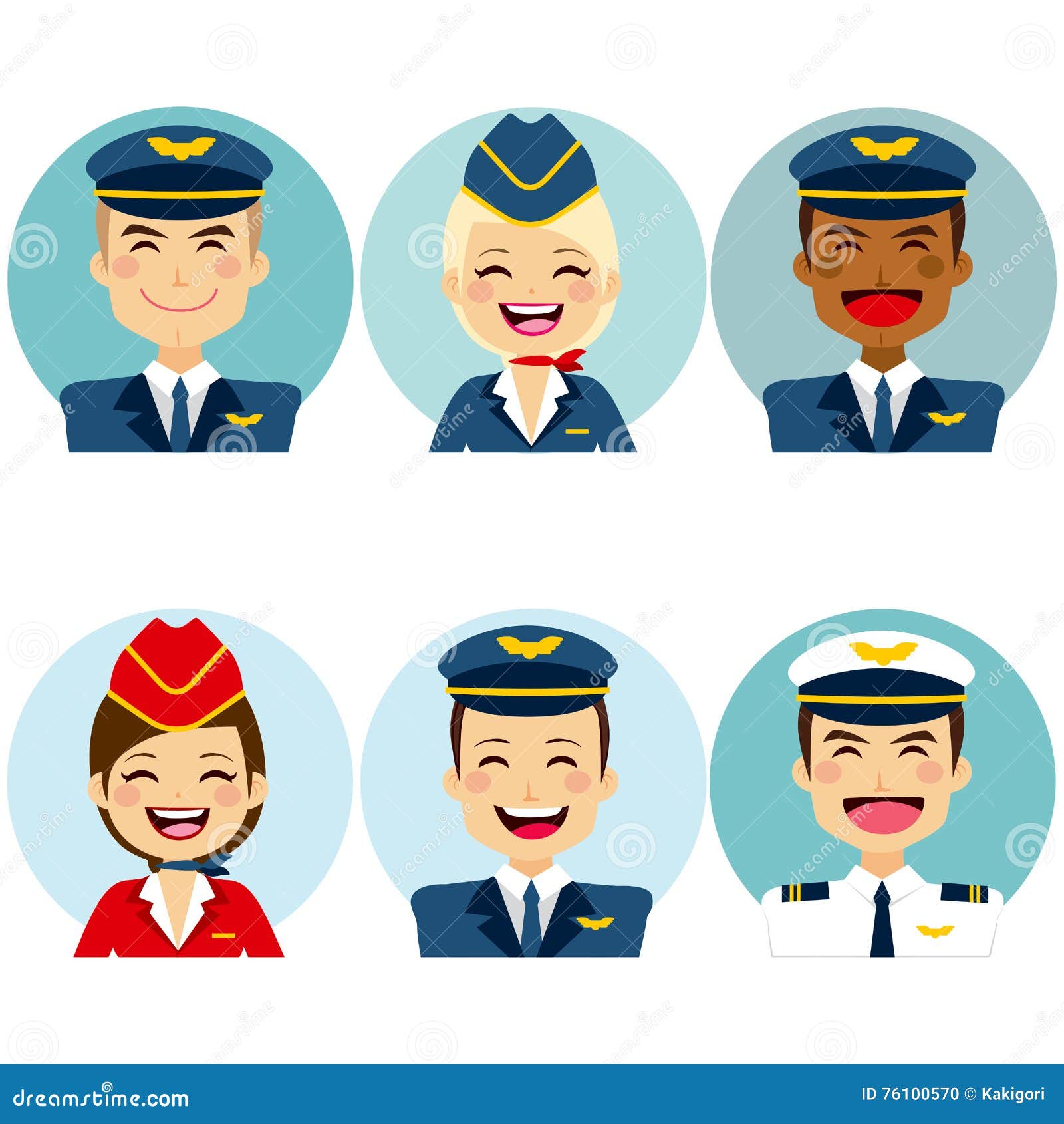 Air Crew Avatars stock vector. Illustration of hostess - 76100570