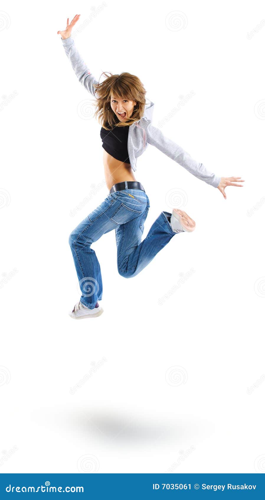 Air dance stock image. Image of happy, action, brunette - 7035061