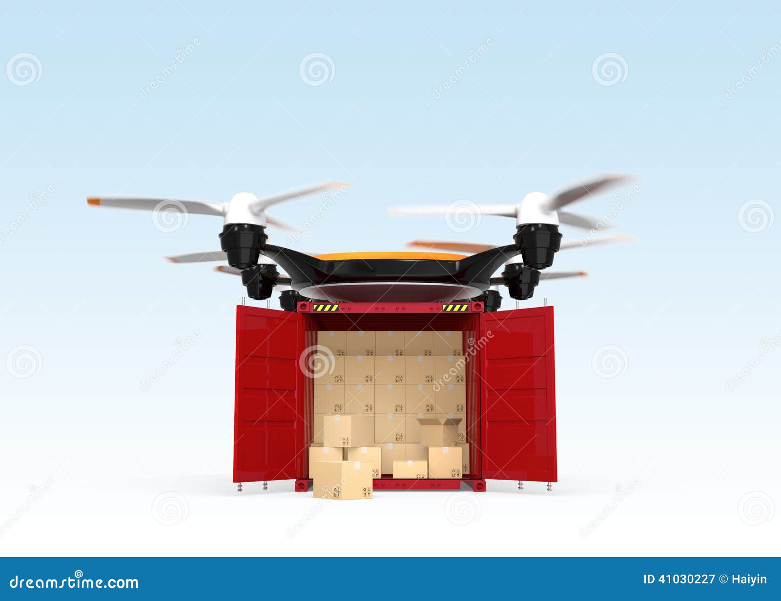 Air Drone Carrying a Cargo Container Stock Illustration - Illustration ...