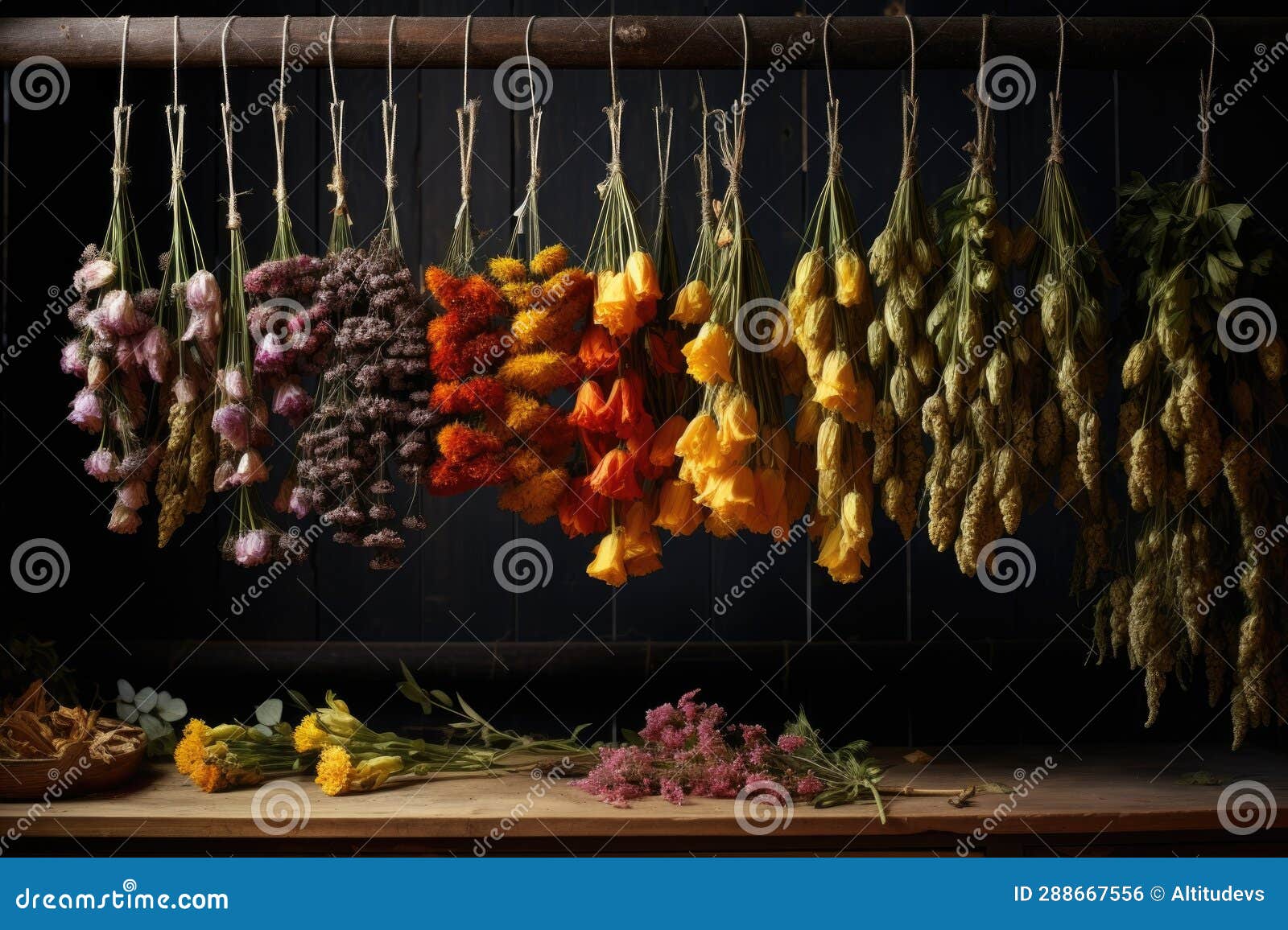 Air-drying Flowers on a Wire Rack in a Dark Room Stock Photo - Image of ...