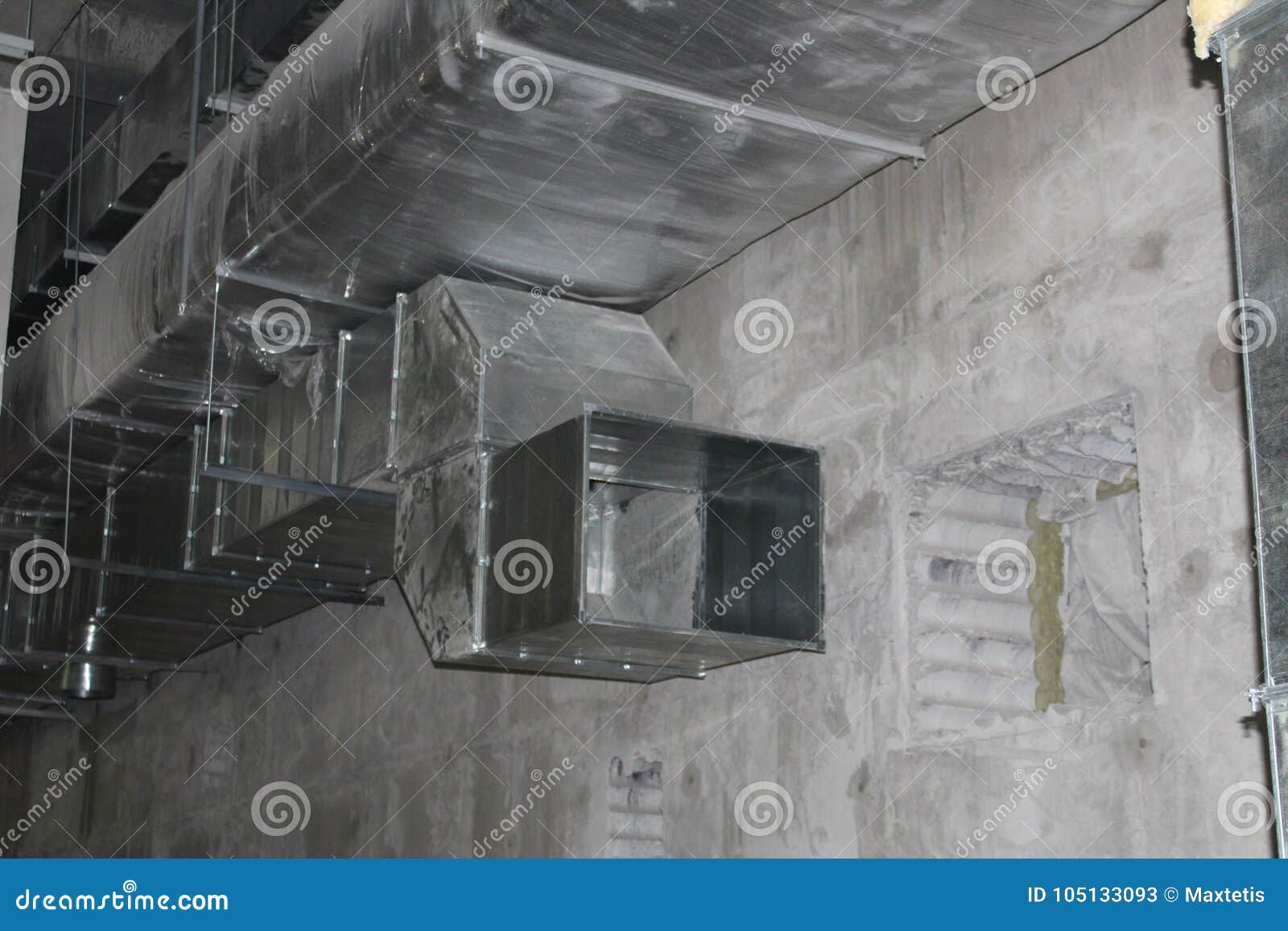 Installed Rectangle Air Duct System Stock Image - Image of mixing ...