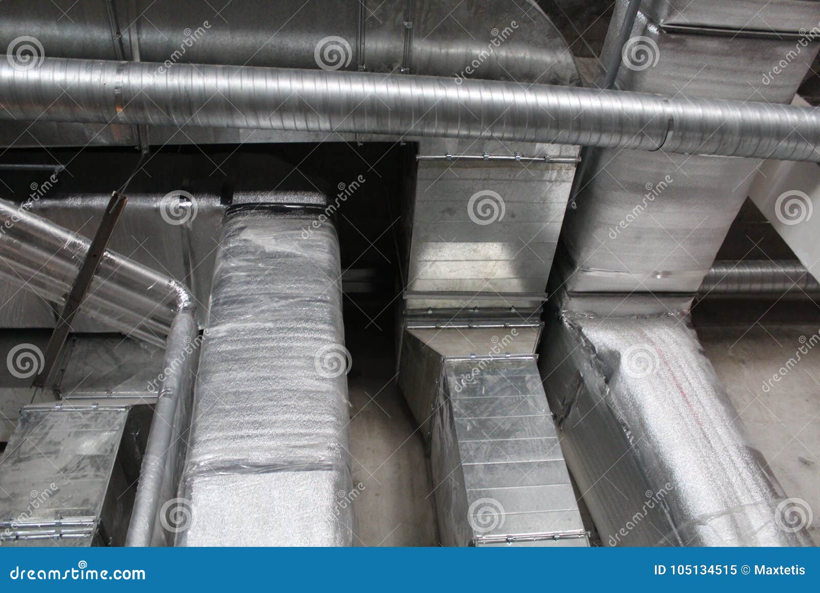 Installed Rectangle Air Duct System Stock Image - Image of exhaust ...