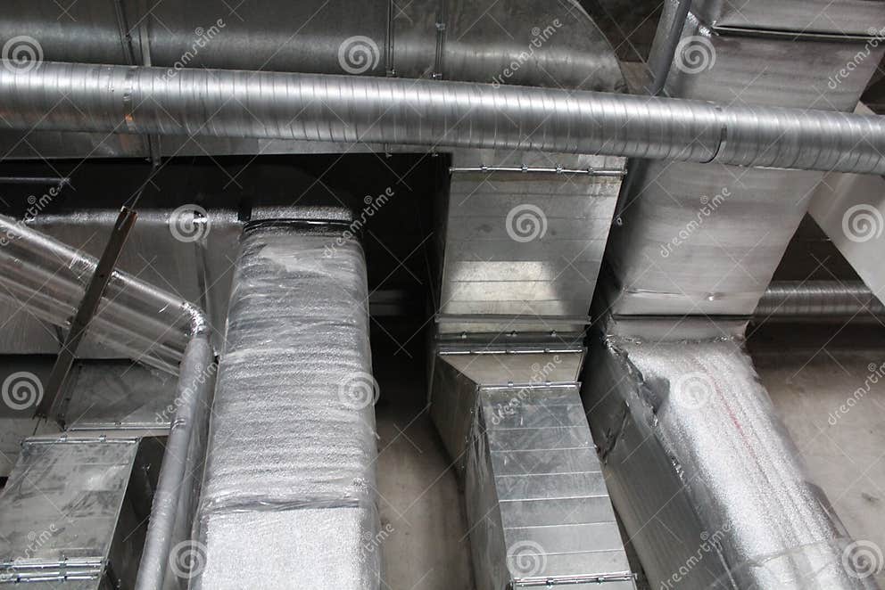 Installed Rectangle Air Duct System Stock Image - Image of exhaust ...