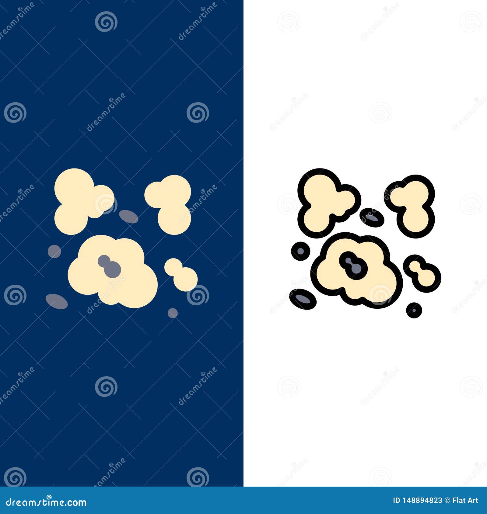 Air, Dust, Environment, Pollution Icons. Flat and Line Filled Icon Set ...