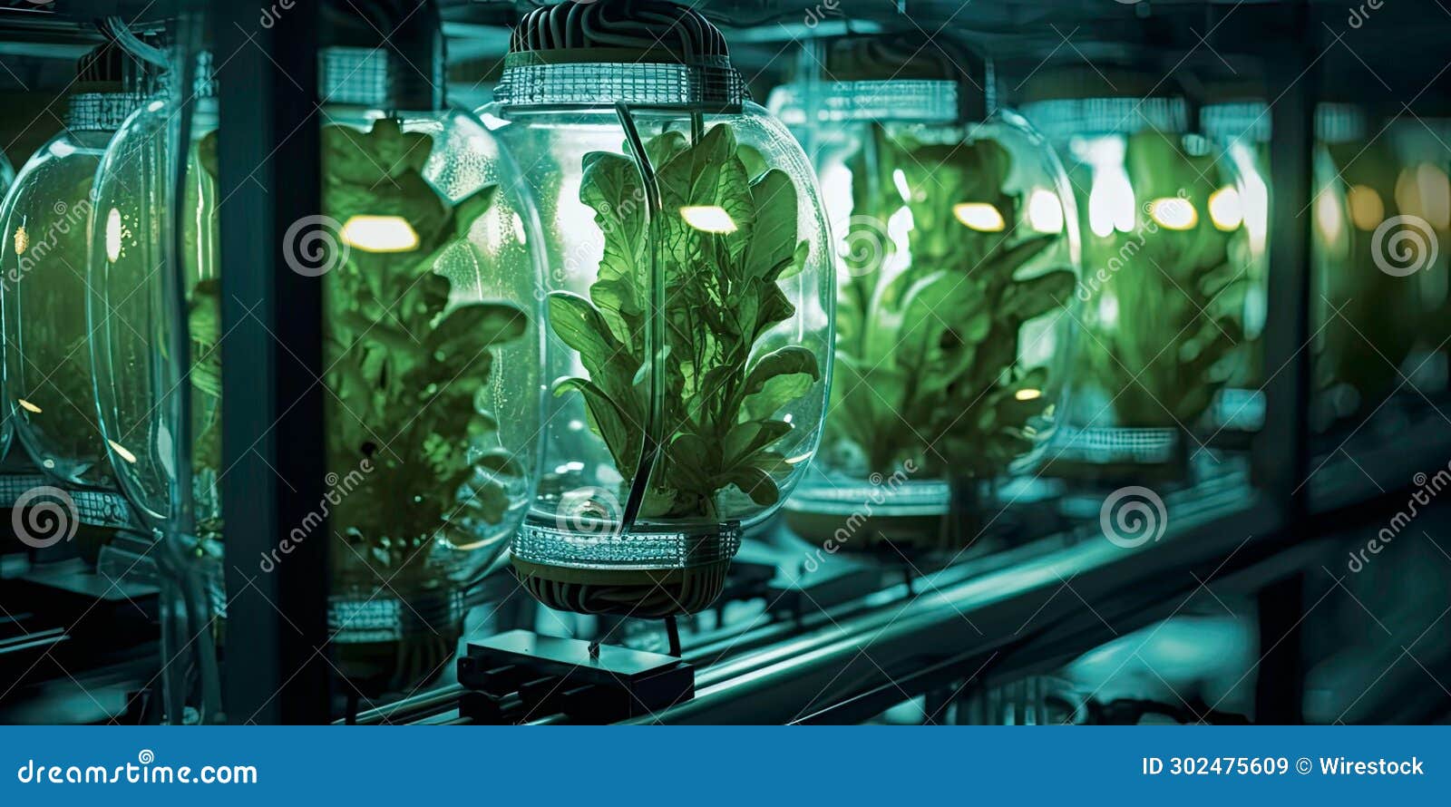 Air-dynaponics System in Operation in an Underground Farm. AI-generated ...