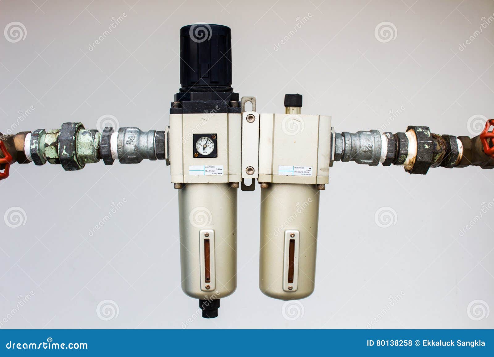 The Air Filter Used in Pneumatic System Stock Photo - Image of white ...