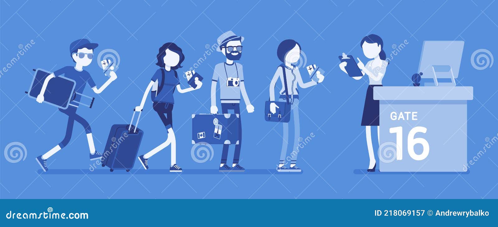 Air flight check queue stock vector. Illustration of flight - 218069157