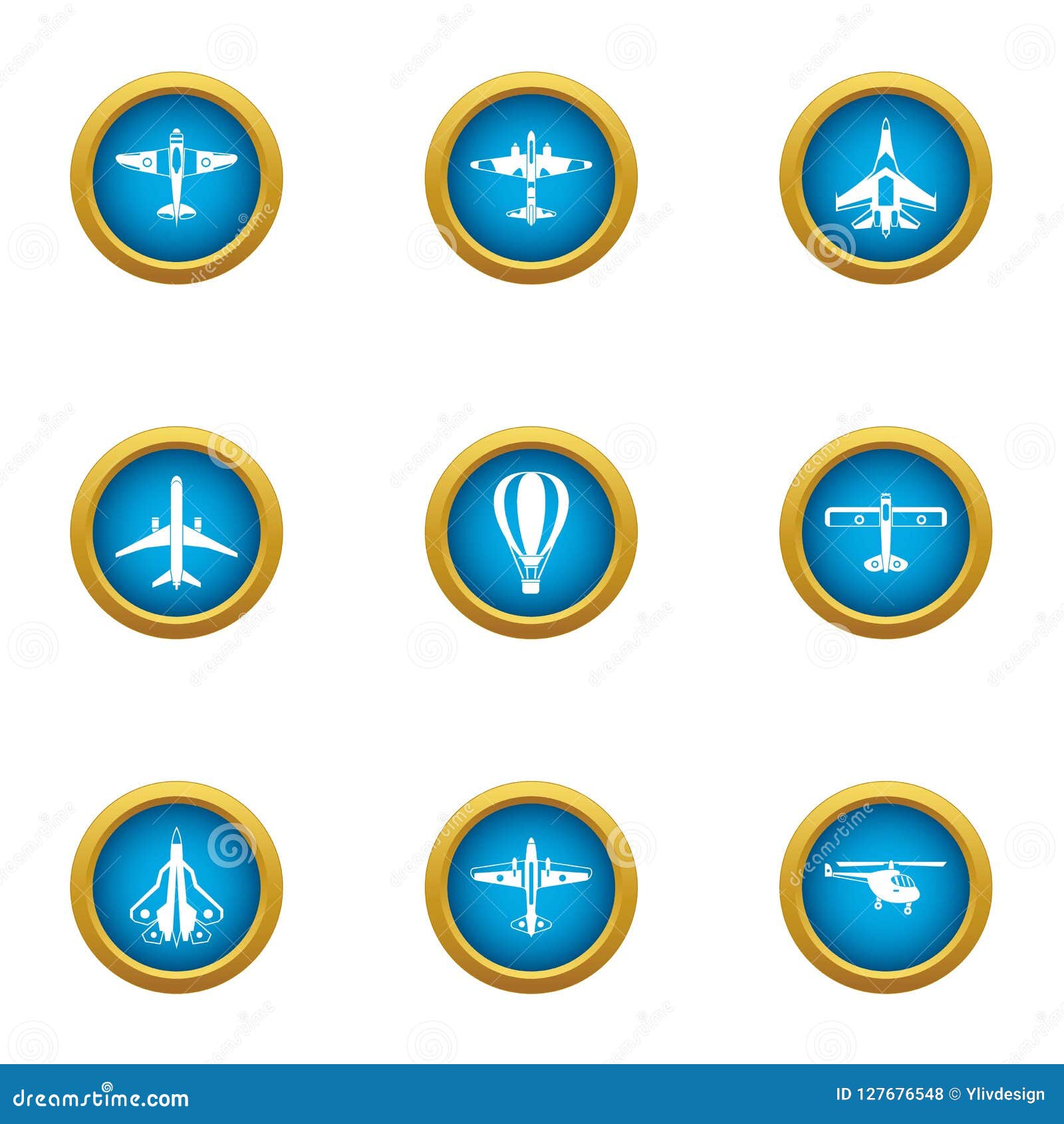 Air Flight Icons Set, Flat Style Stock Vector - Illustration of hornet ...