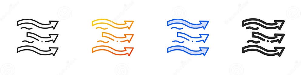 Air Flow Icon.Thin Linear, Gradient, Blue Stroke and Bold Style Design ...
