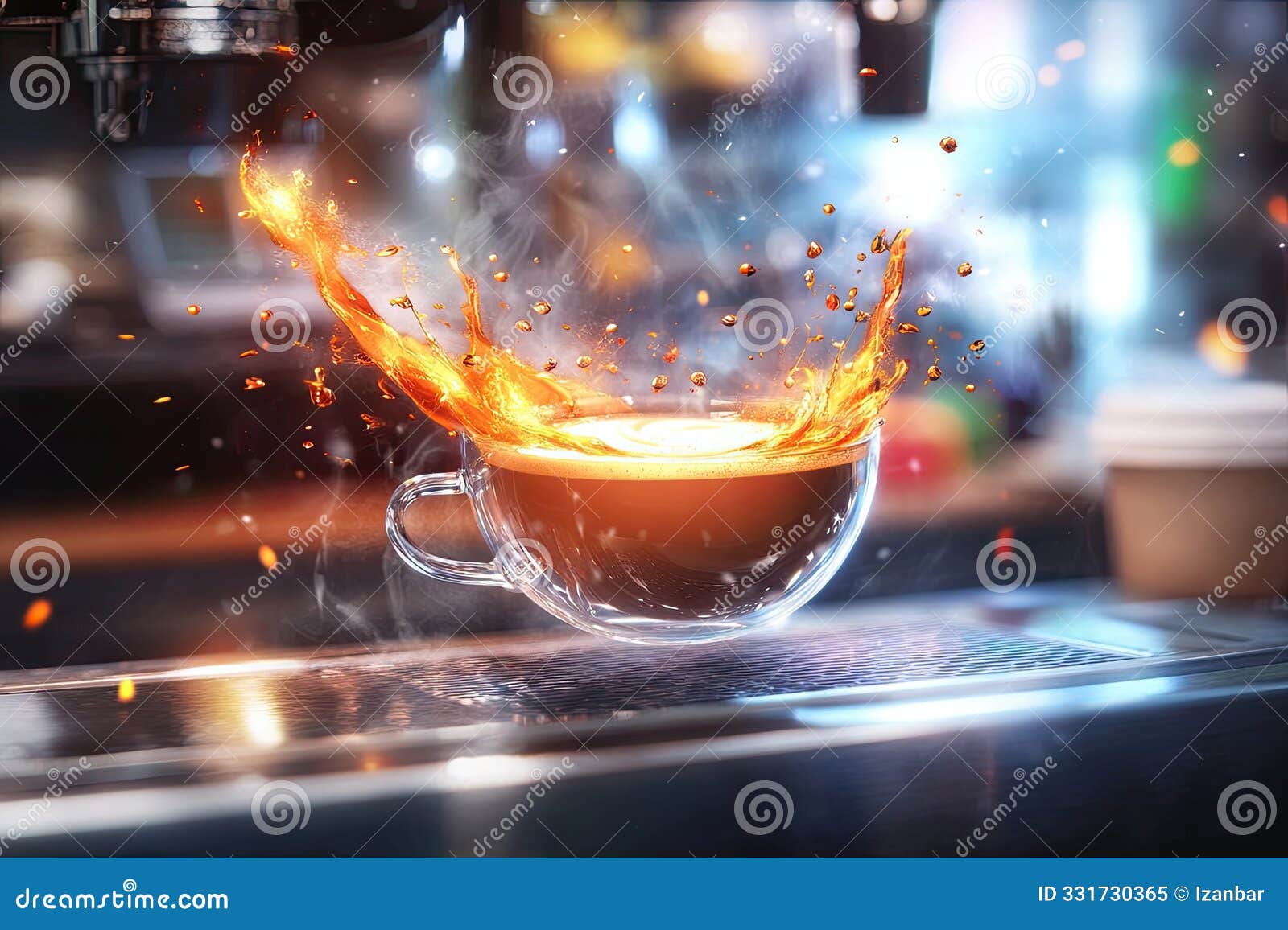 Air Flying Coffee Espresso Cup Generative AI Stock Illustration ...