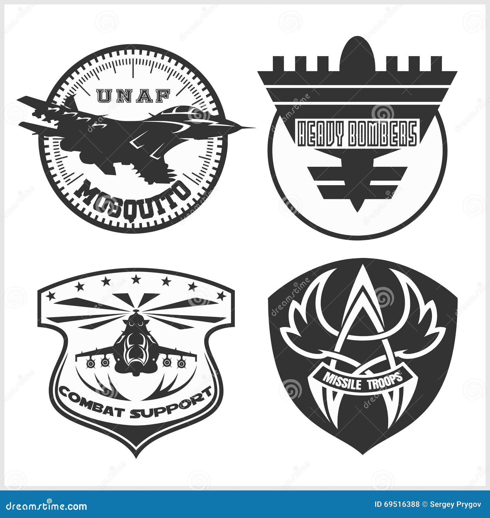 Air Force Military Emblem Set Vector Design Template Stock Vector ...