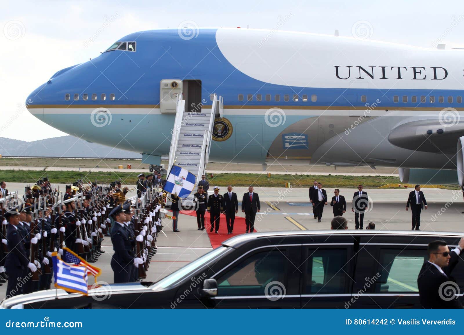 The Air Force One Lands At The Athens International Airport Editorial Photography Image Of