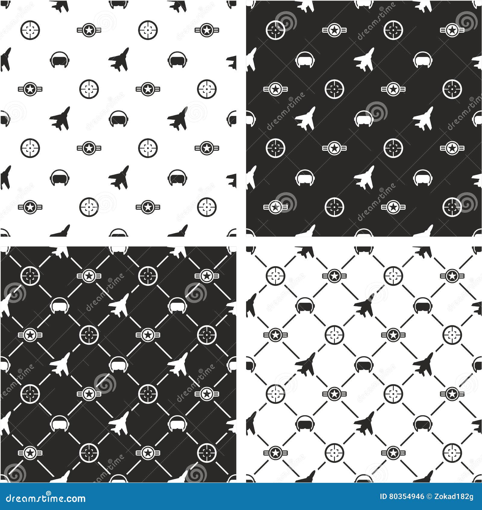 Air Force Seamless Pattern Set Stock Vector - Illustration of card ...