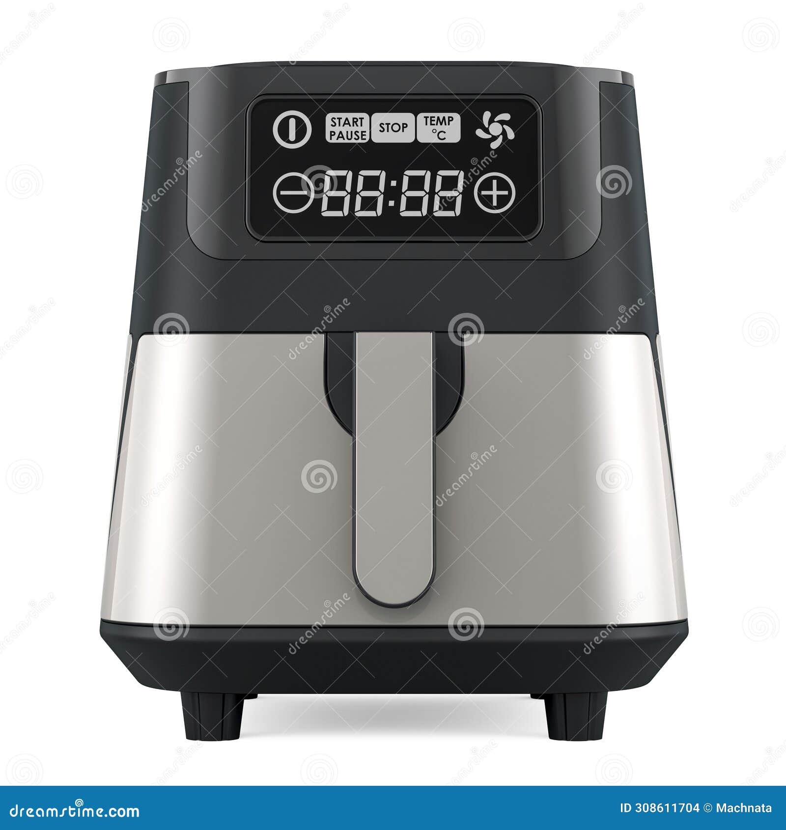 Air Fryer, Front View. 3D Rendering Stock Illustration - Illustration ...