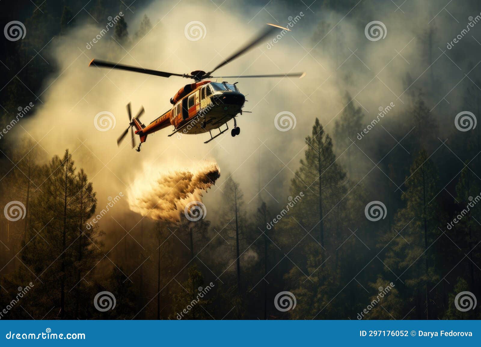 Air Helicopter Firefighting of Forest Wildfire. Stock Photo - Image of climate, fire: 297176052