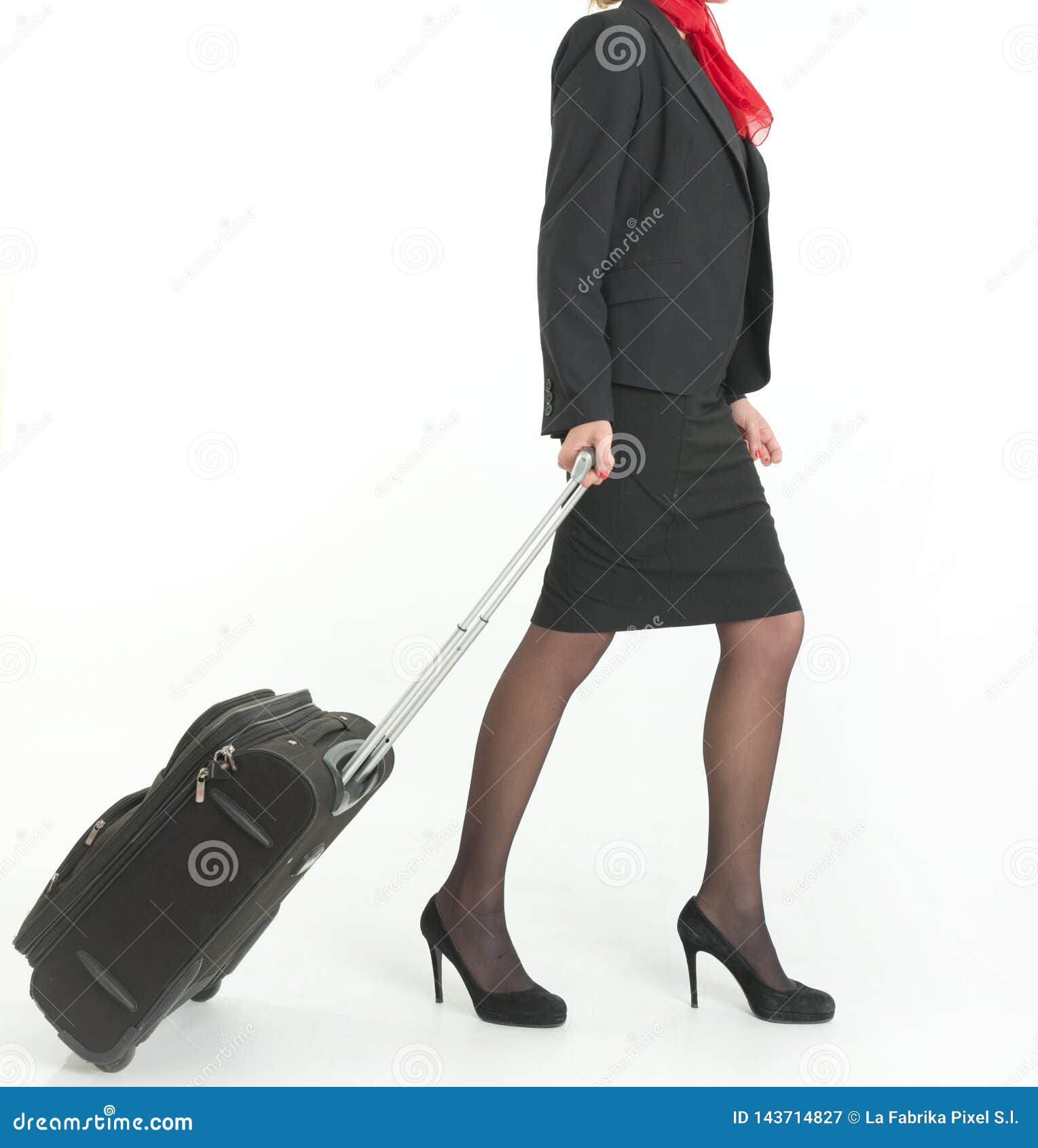 Air hostess on the move stock image. Image of suitcase - 143714827