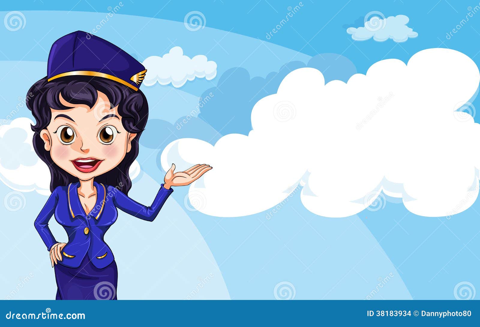 Air Hostess Presenting. Vector Illustration Isolated On White ...