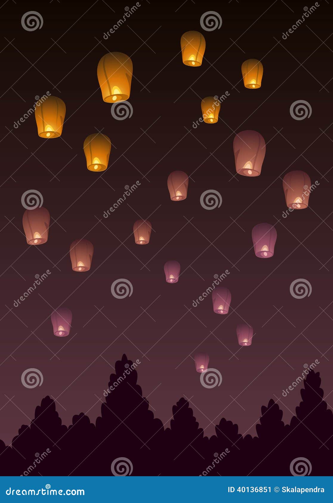 Air lanterns stock vector. Illustration of asian, ceremony - 40136851