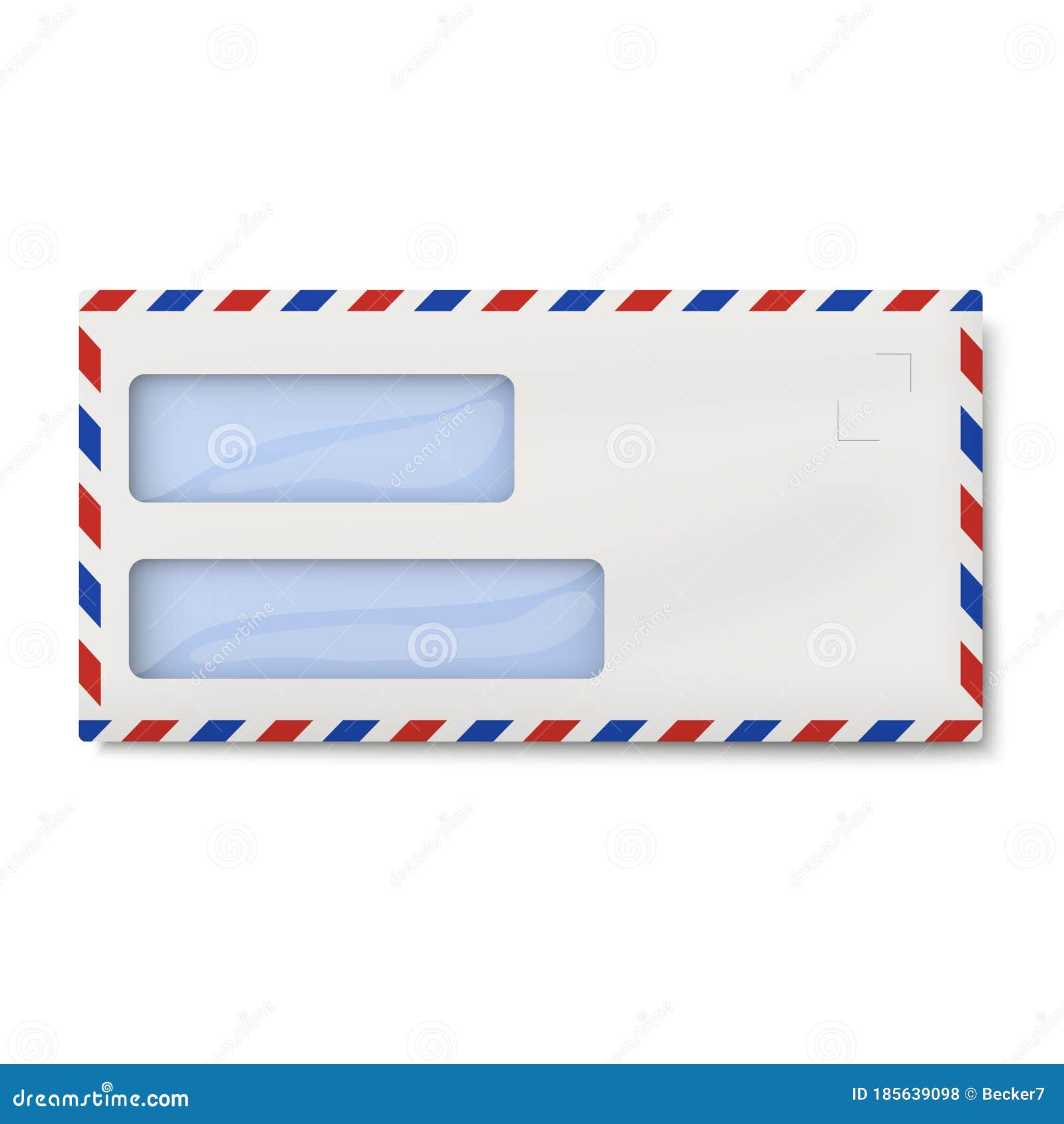 Air Mail DL Envelope with Two Windows for Addressee and Return, Sender ...