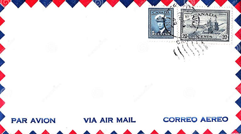 Air Mail Envelope Canada 1949 with Stamps Editorial Photo ...