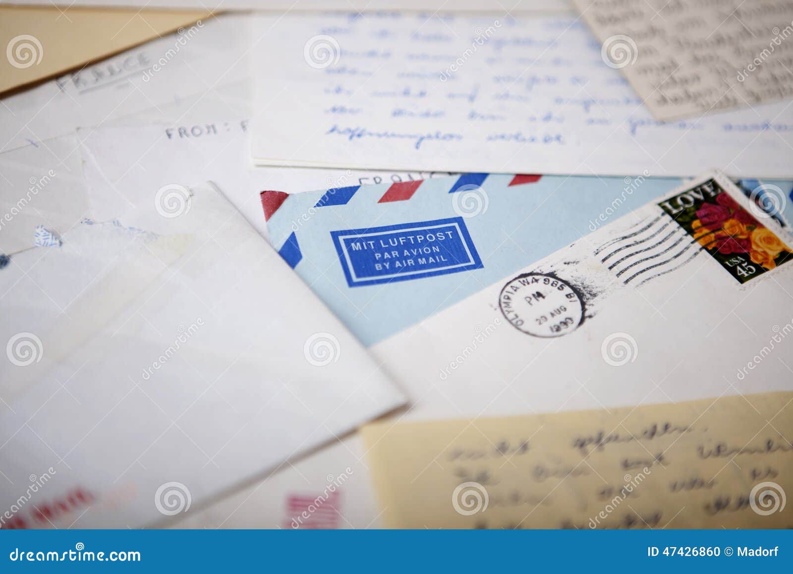 Air Mail Envelopes with Old Letters Editorial Image - Image of postage ...