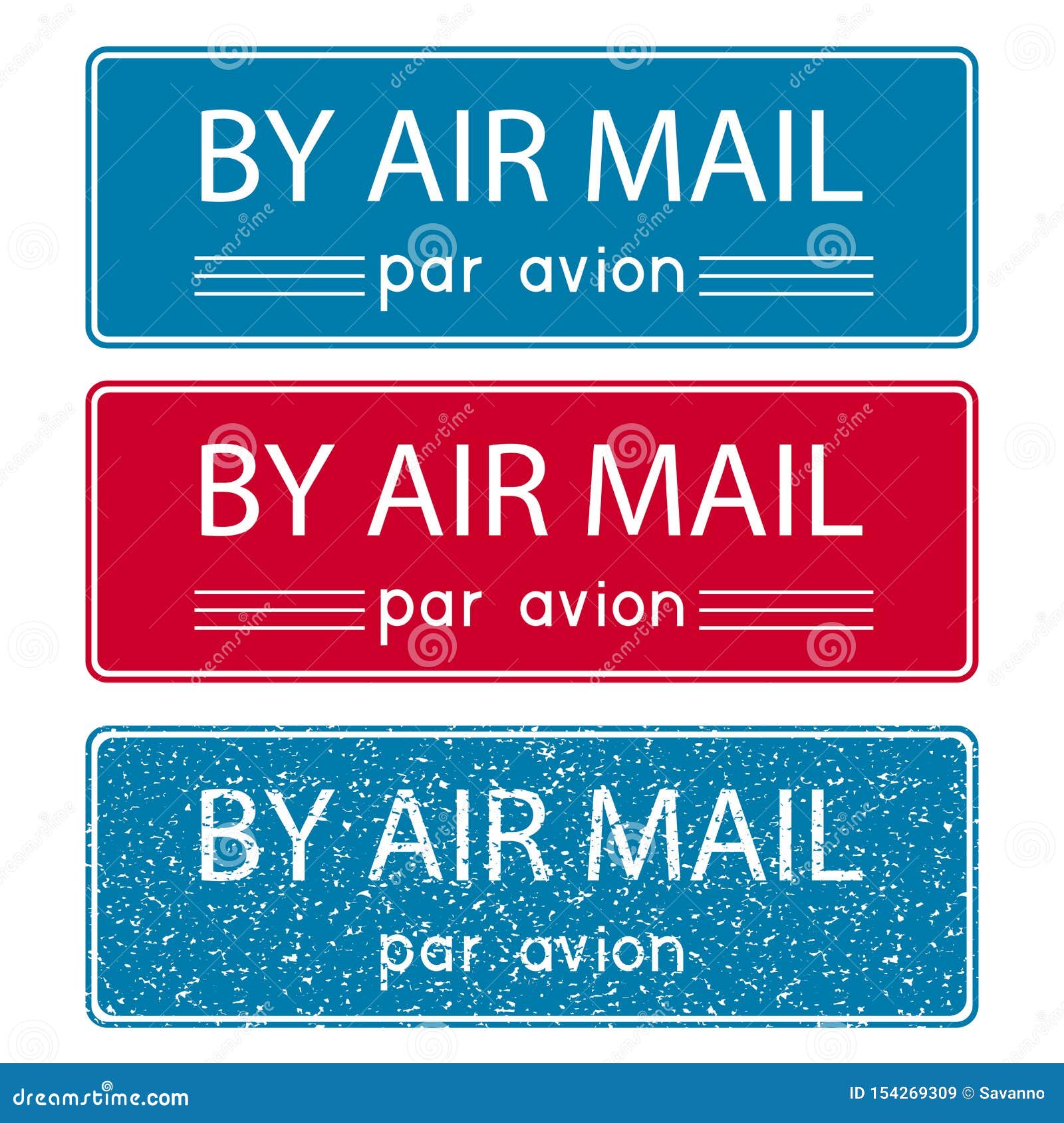 Air Mail Postmark. Blue and Red Postal Element Stock Vector ...