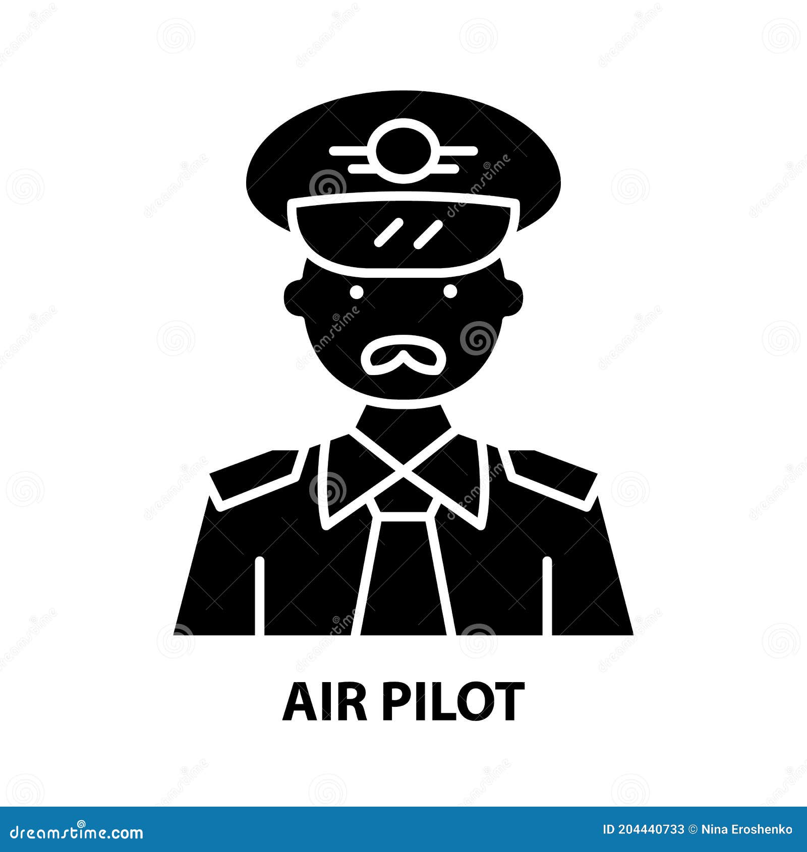 Air Pilot Icon, Black Vector Sign with Editable Strokes, Concept ...