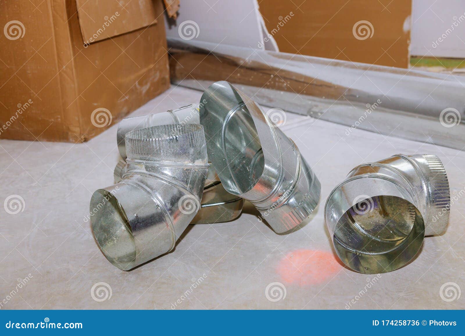 Air Pipeline and HVAC System of Metal Pipes Stock Photo - Image of ...