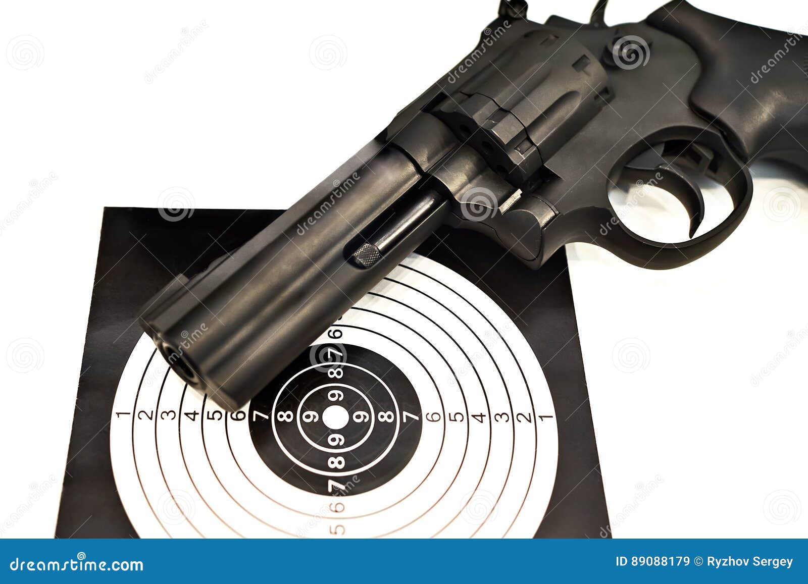 Air Pistol Revolver and Target Isolated Stock Image - Image of lead ...