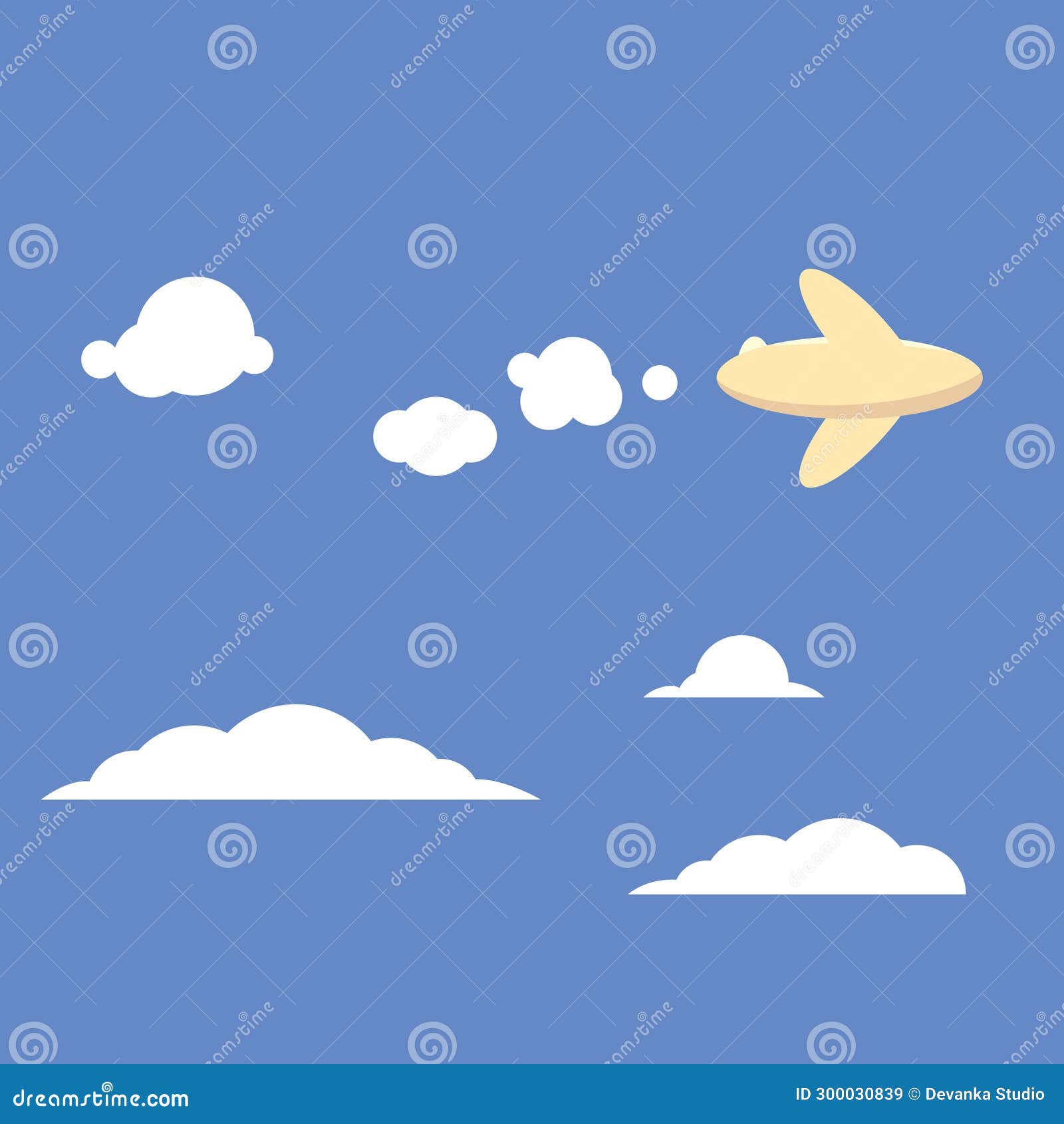 Air Plane Flying on the Blue Sky Stock Vector - Illustration of ...