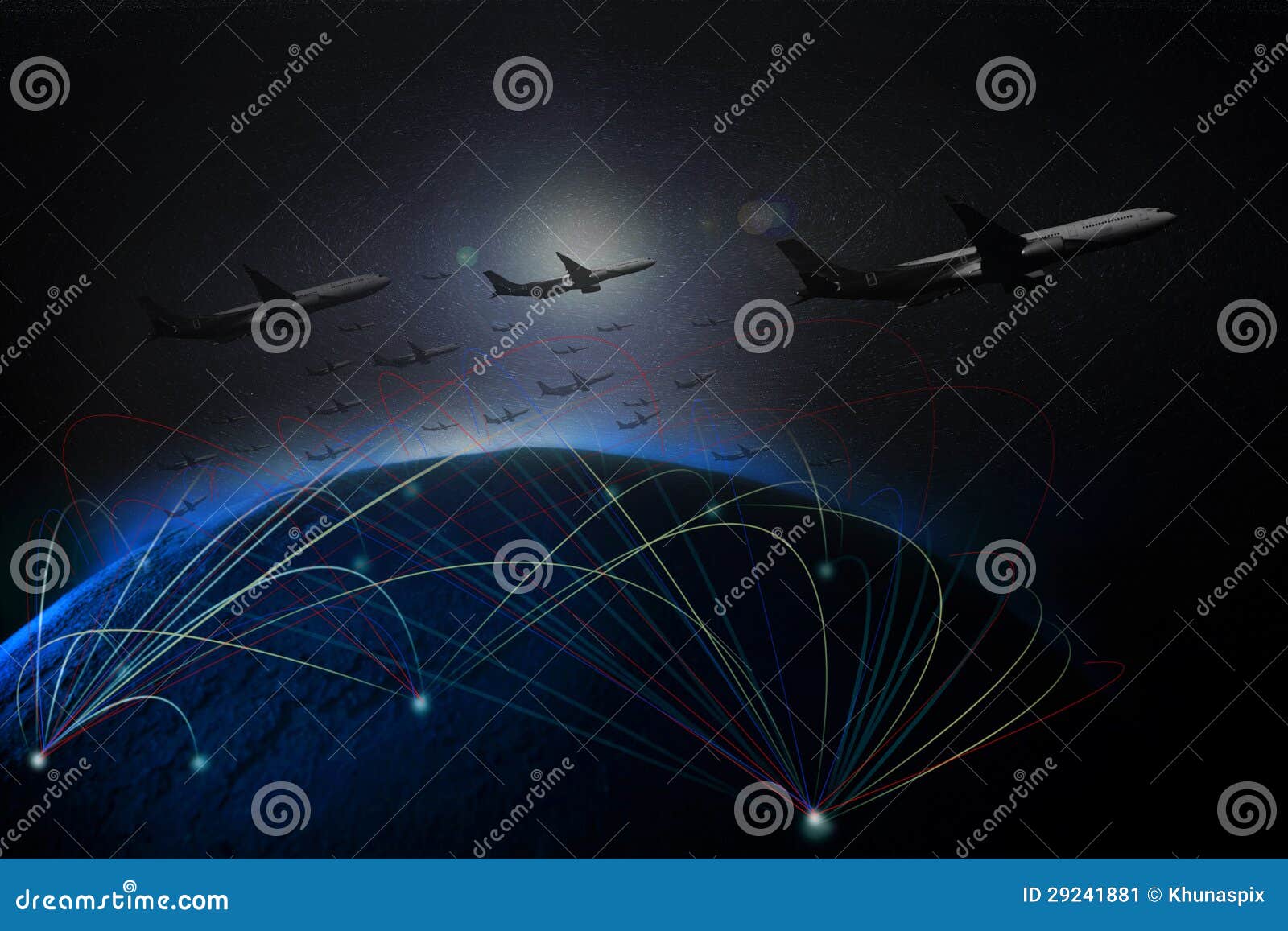 Air Plane Flying Over Earth Space Stock Image - Image of fuel, flying ...