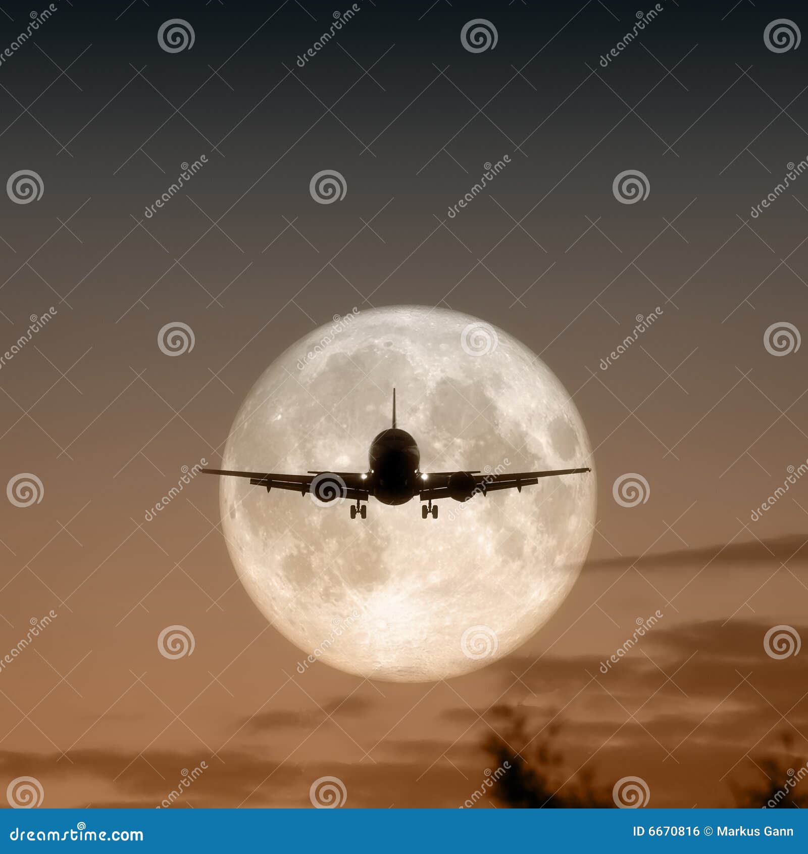 Air Plane Full Moon Stock Photo | CartoonDealer.com #158424312
