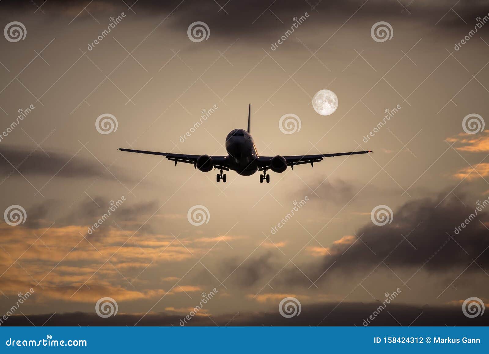 Air plane full moon stock photo. Image of travel, moon - 158424312