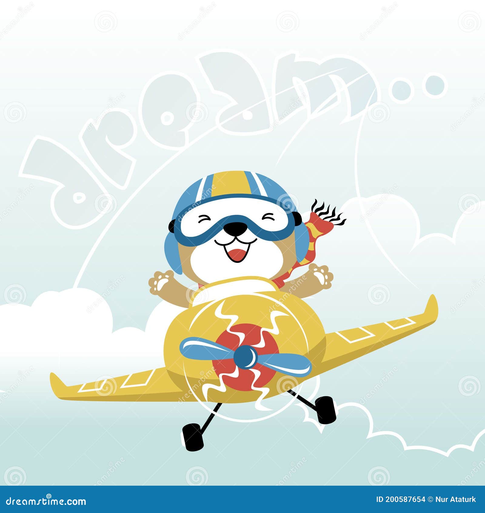 Funny Animal Cartoon on Air Plane Stock Vector - Illustration of ...