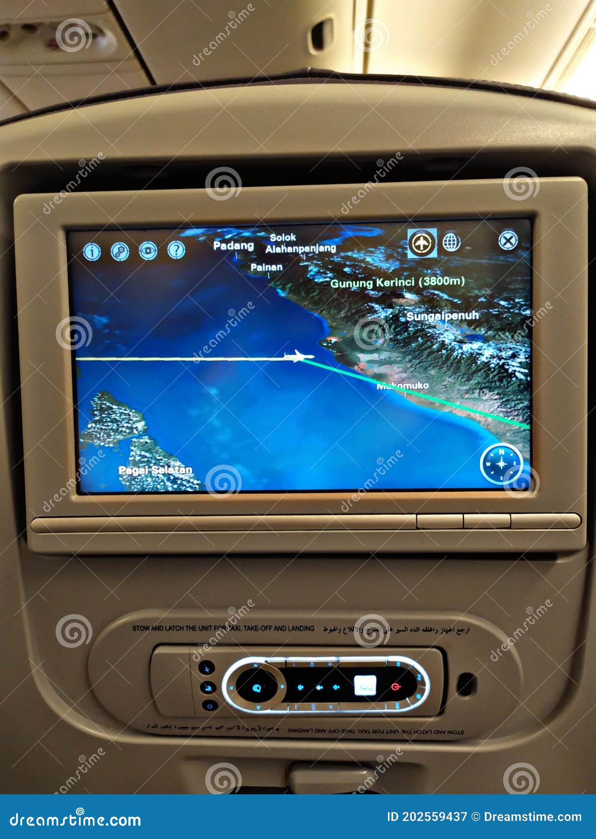 Air Plane Passangers GPS Screen Stock Image - Image of electronics ...