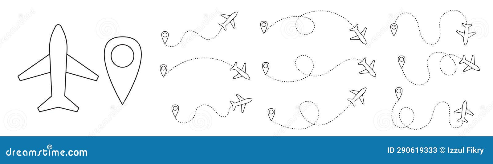 Air Plane Route Dash Line Trace Track Flight Stock Vector ...