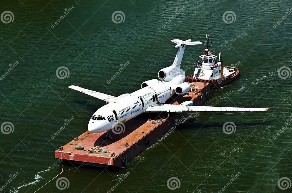 Air-plane is Tolled on a Platform Editorial Stock Image - Image of ...