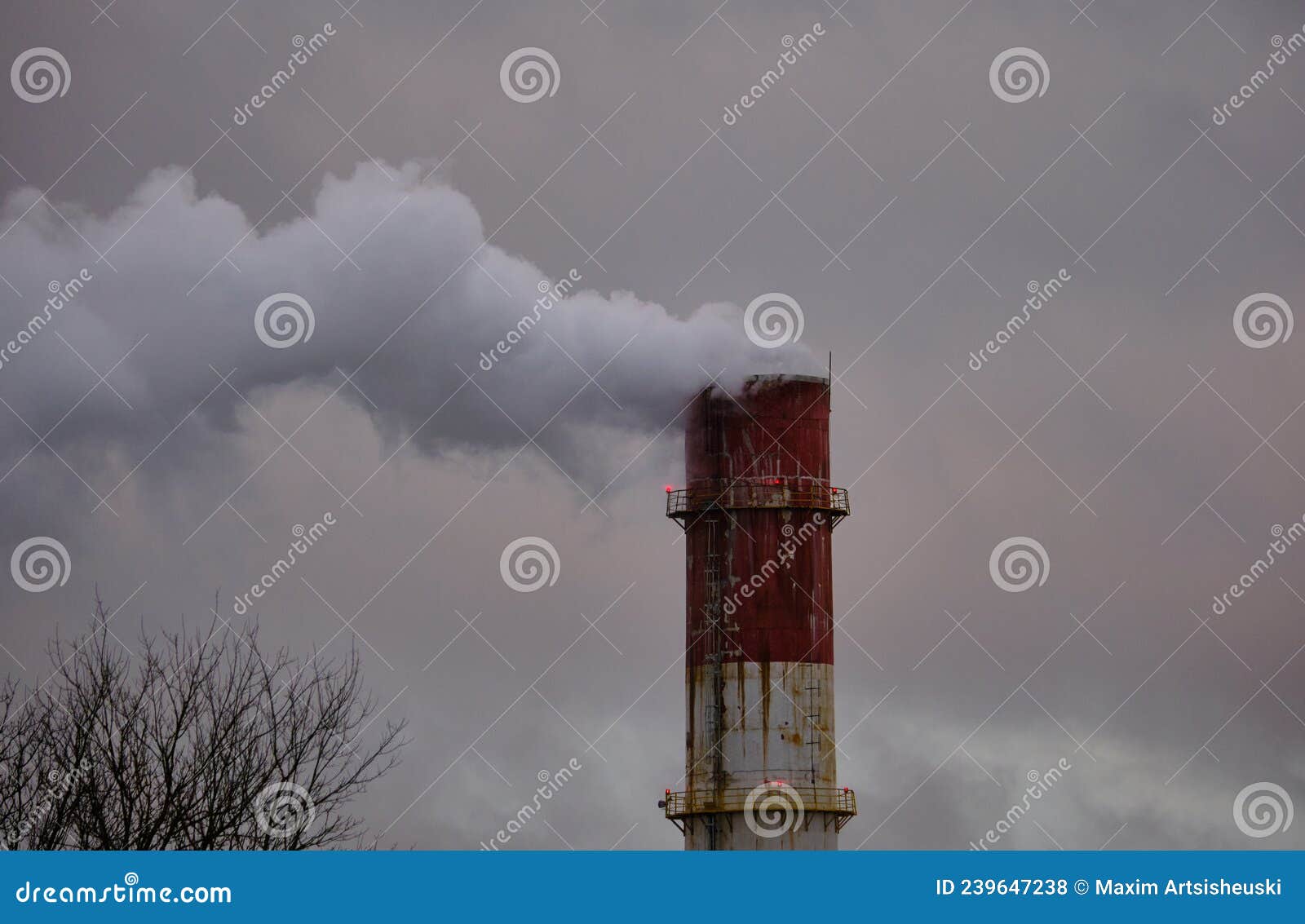Air Pollution, Closeup of One Big Smoking Pipe Stock Photo - Image of ...