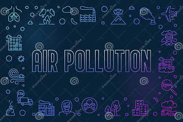 Air Pollution Colored Horizontal Frame - Vector Concept Illustration ...