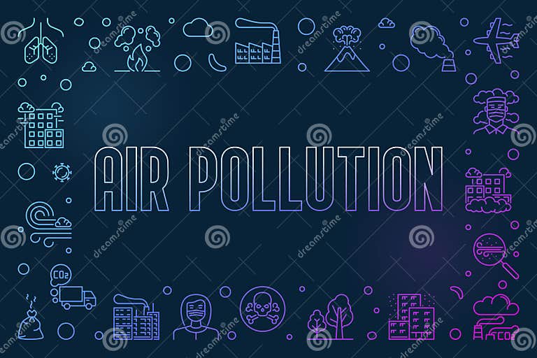 Air Pollution Colored Horizontal Frame - Vector Concept Illustration ...