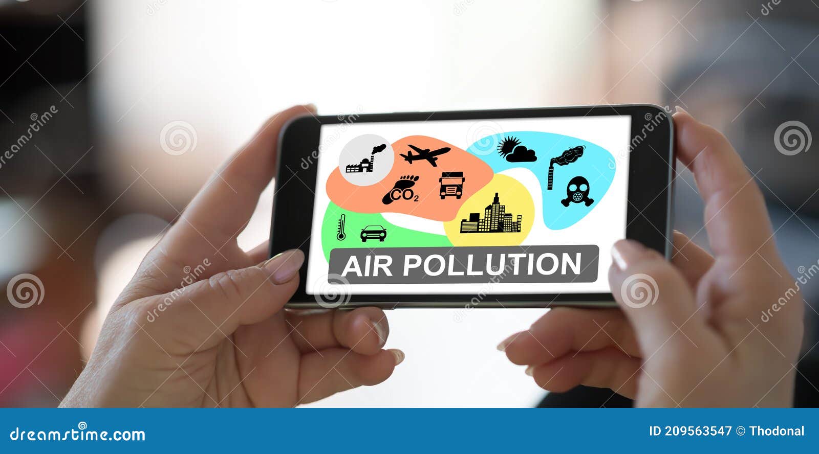 Air Pollution Concept on a Smartphone Stock Image - Image of carbon ...