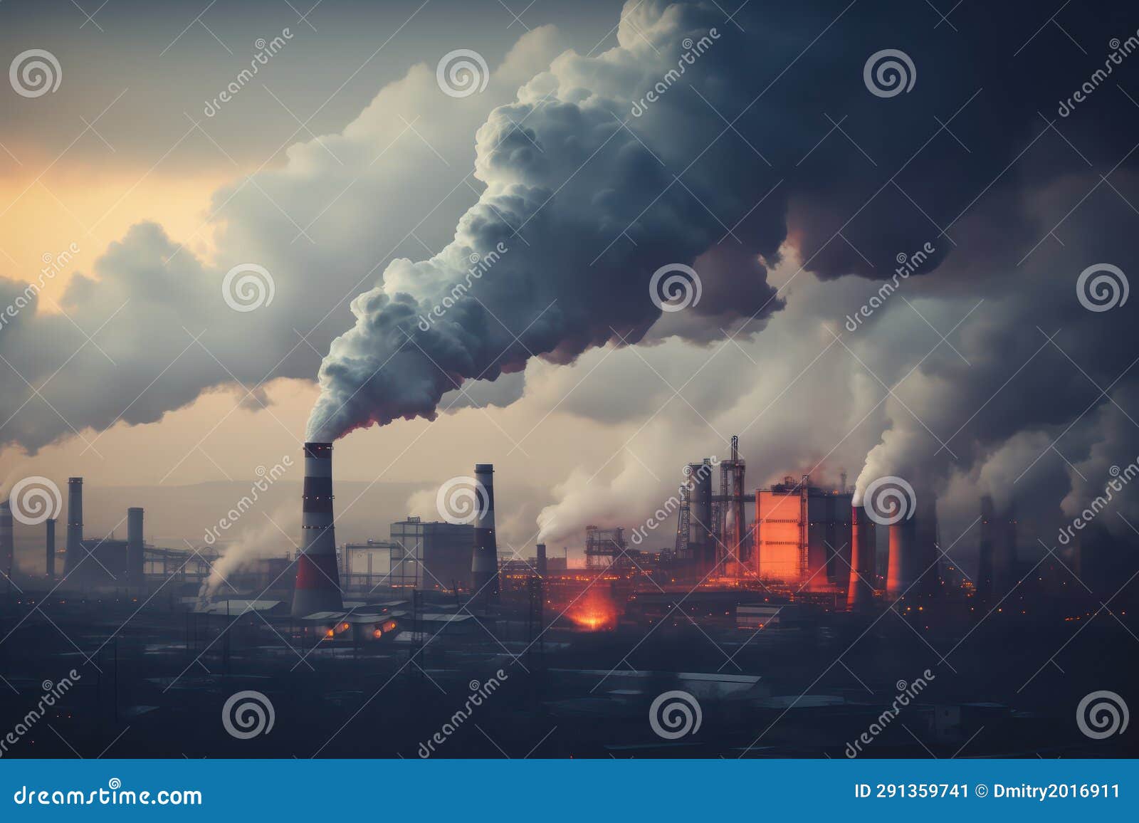 Air Pollution and Emission Ecology Problem Concept. Stock Illustration ...