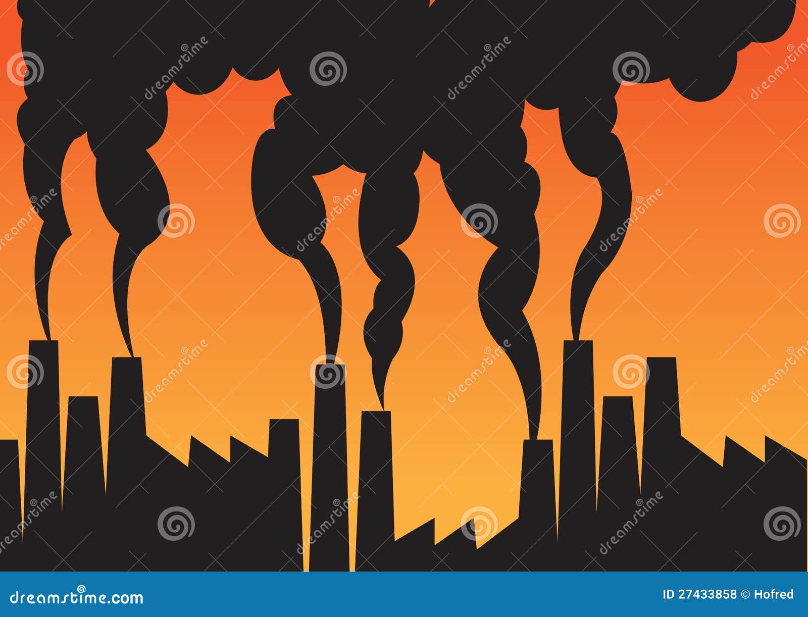 Air Pollution of Factories with Chimneys Stock Vector - Illustration of ...