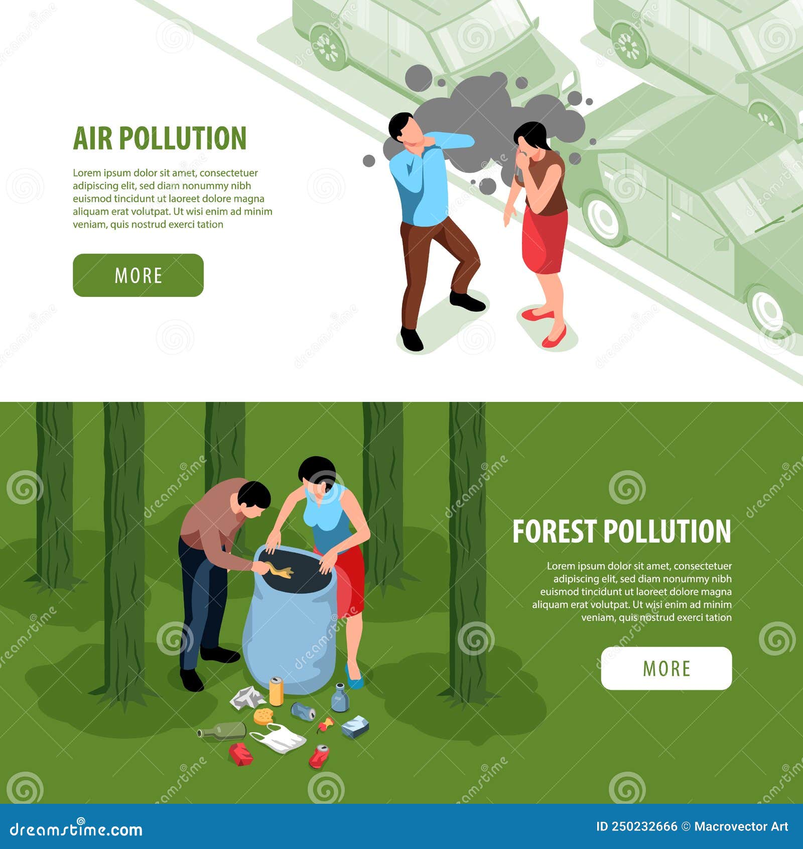 Air Pollution Horizontal Banners Stock Vector - Illustration of ...