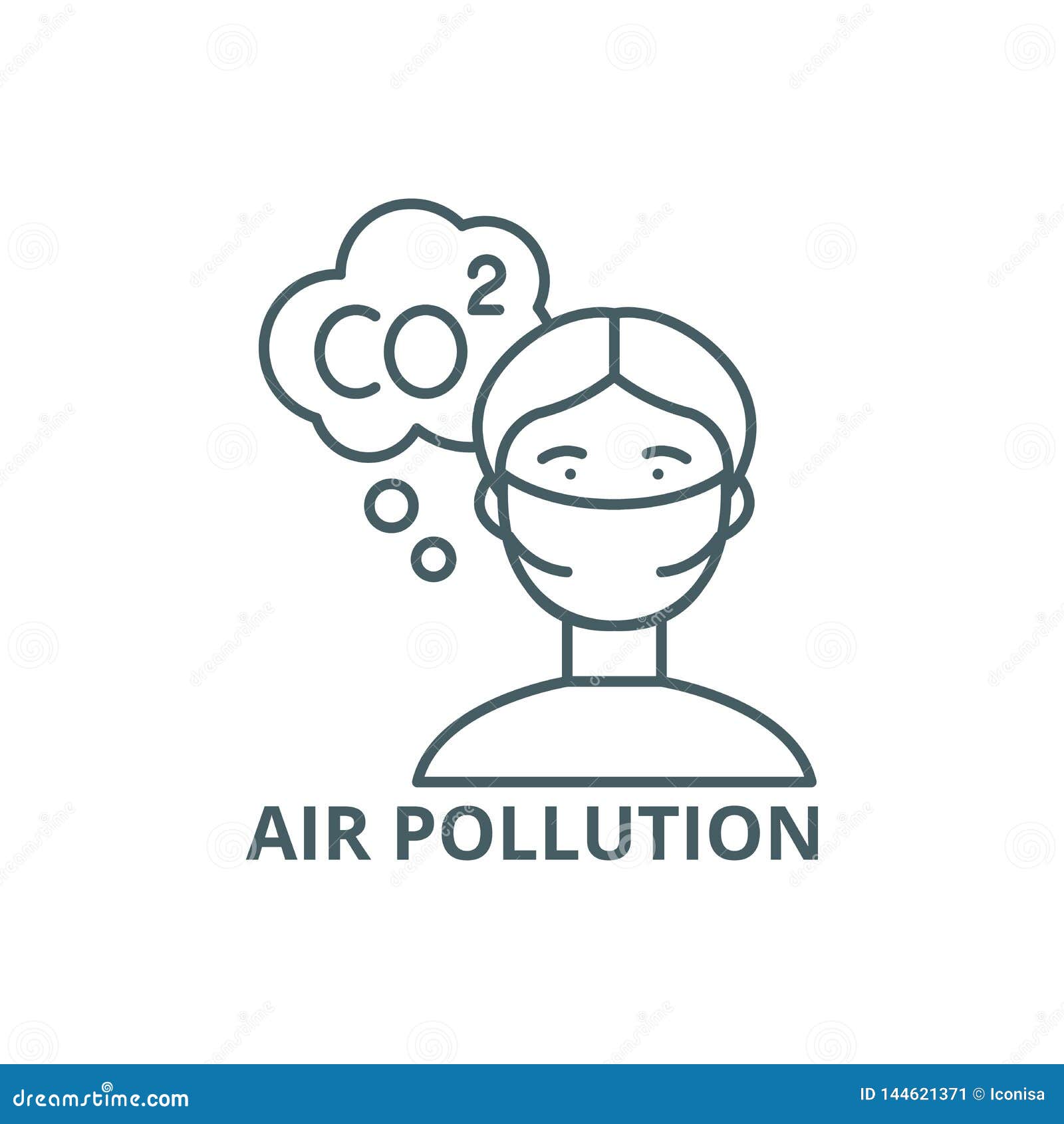 Air Pollution Line Icon Vector Air Pollution Outline Sign Concept