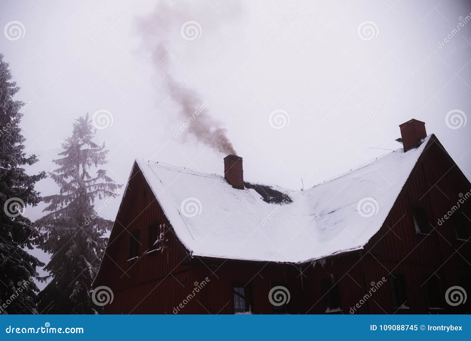 Air Pollution, Smoke from the Chimney in Winter Stock Image - Image of ...