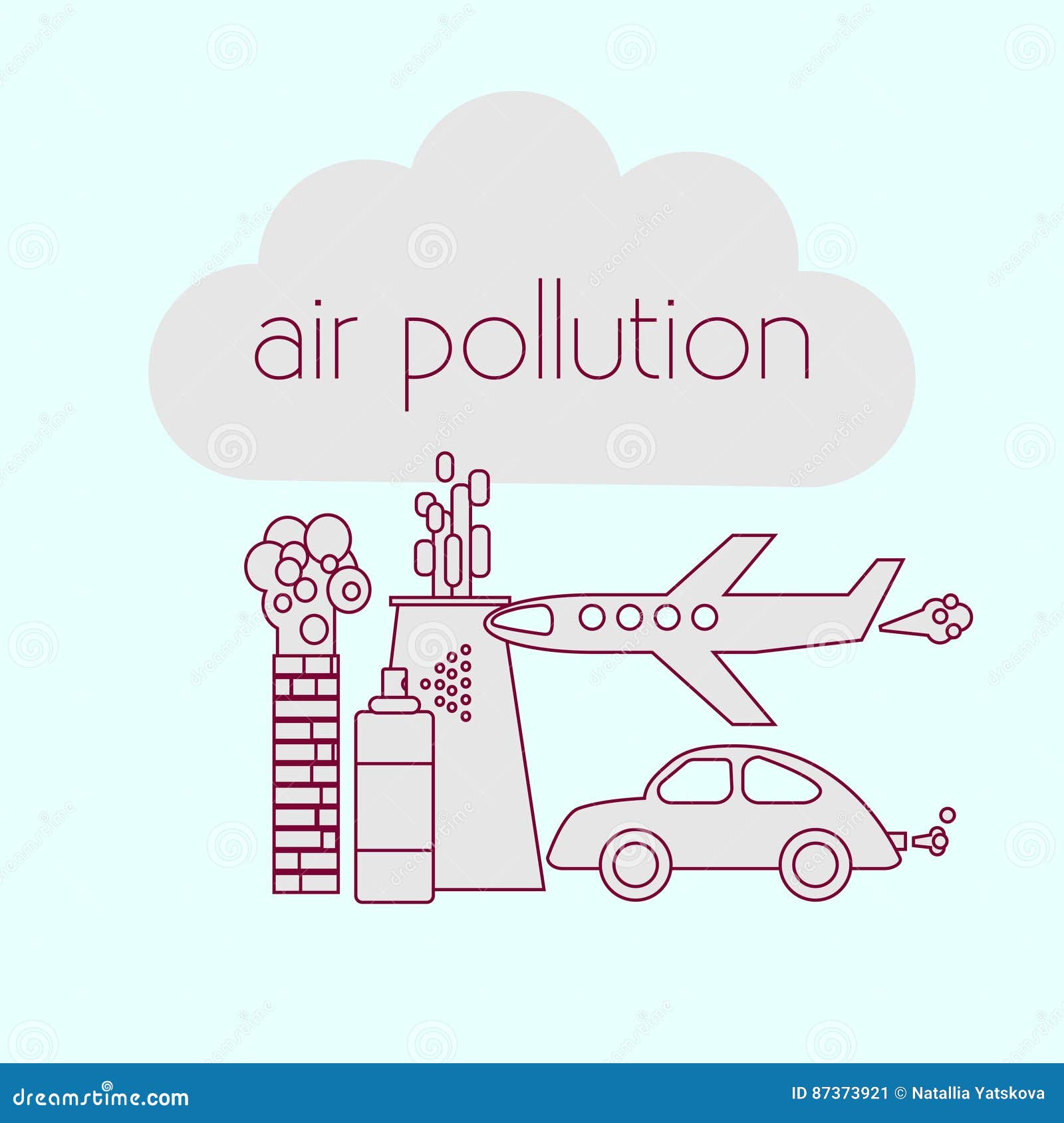 Air pollution sources stock vector. Illustration of environment - 87373921