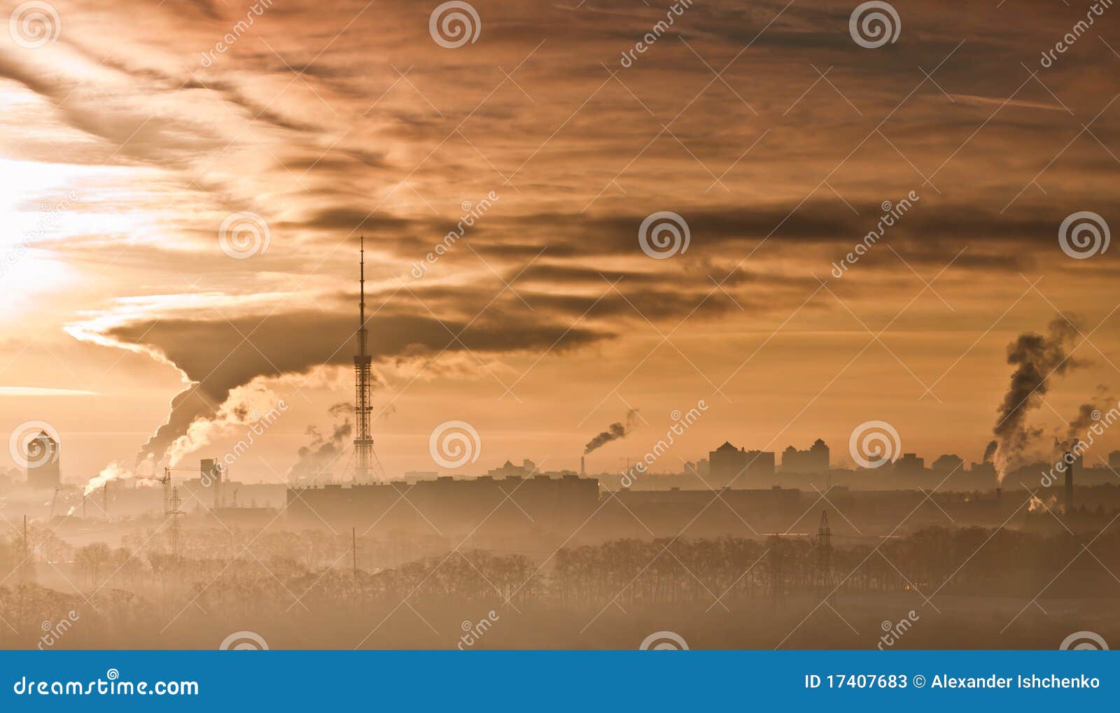 Air pollution in towns. stock image. Image of concept - 17407683