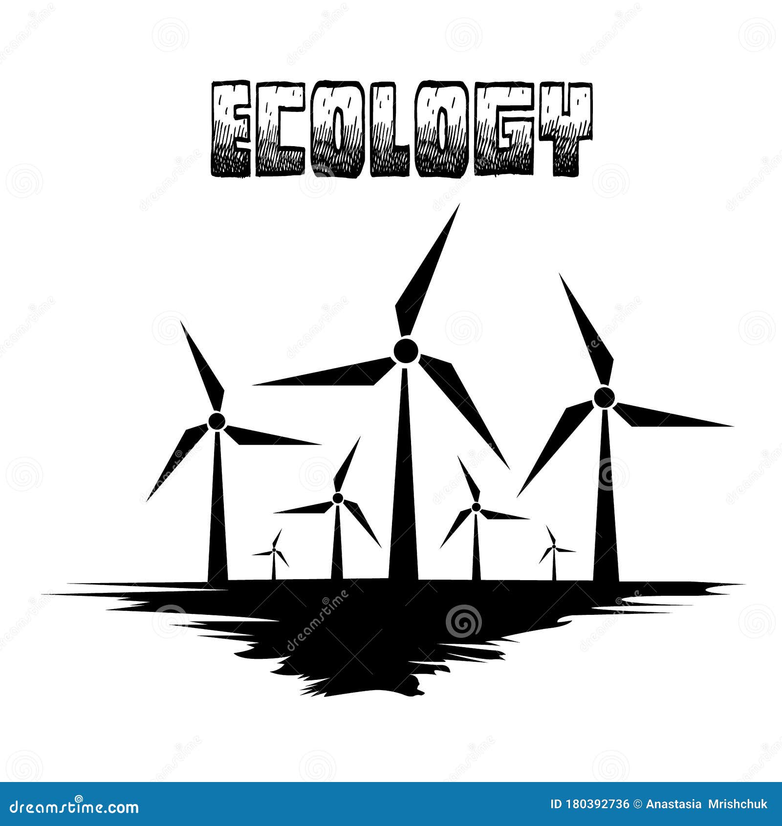 Air Polution by Factories. Wind Energy Stock Illustration ...