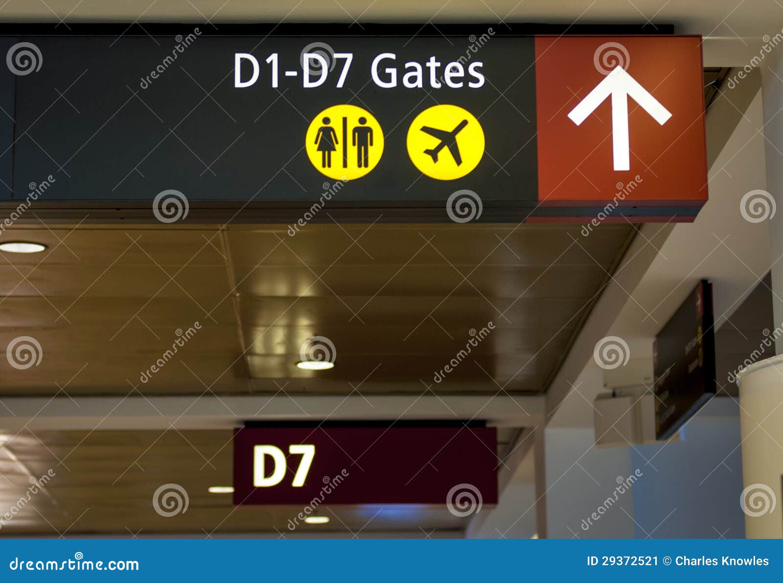 Air Port Direction Signs on the Ceiling Stock Image - Image of letters ...